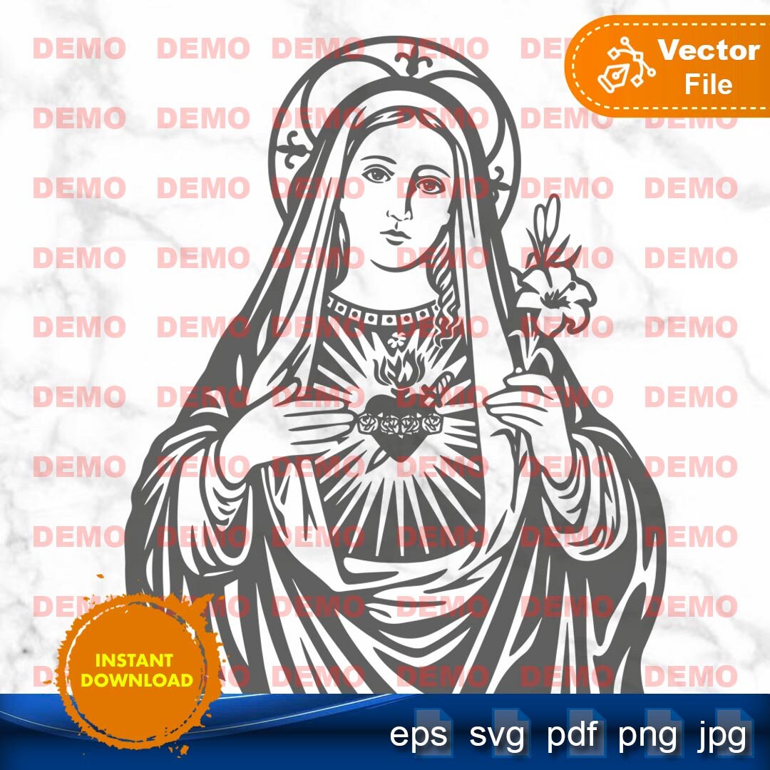 Sacred Heart of Mary Digital File Svg, Cut File, Shirt Cricut, Laser ...