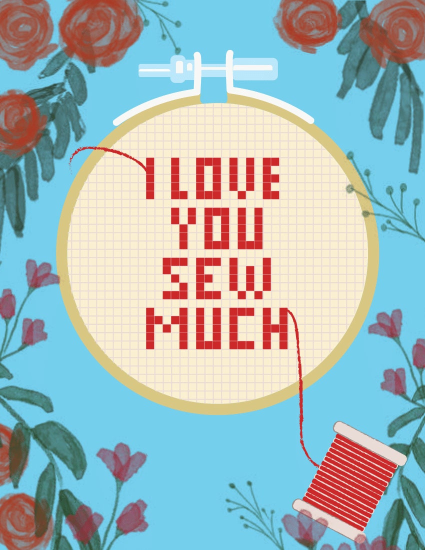 Digital Download i Love You Sew Much Art Print - Etsy