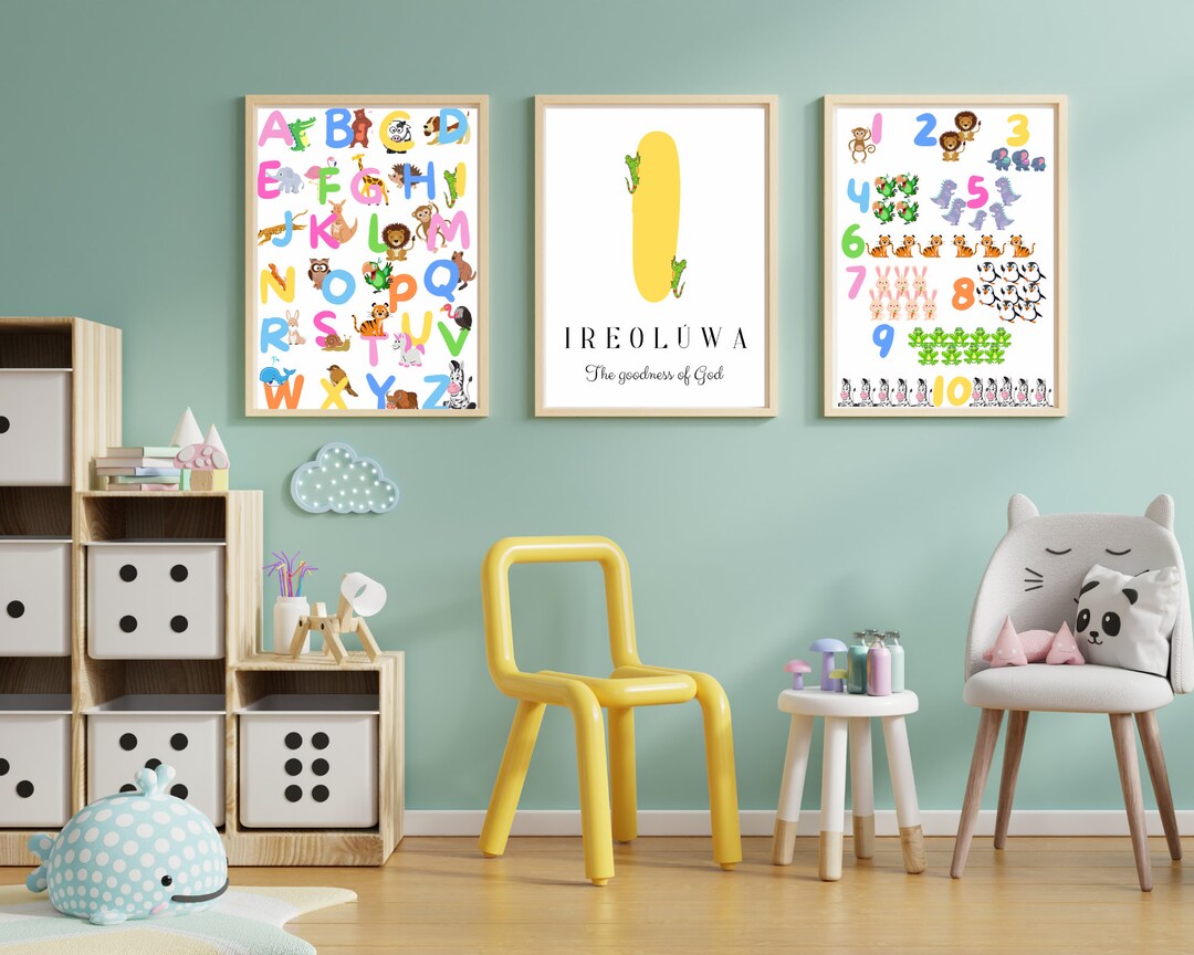 ZOO ALPHABET Prints Educational Wall Art Customised Nursery - Etsy