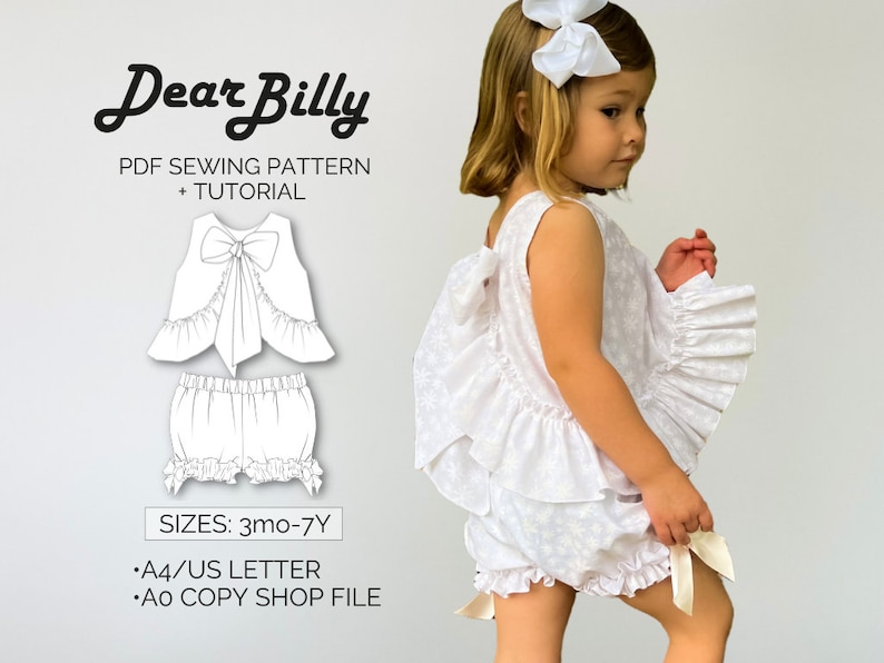 Girl Set Bundle PDF Sewing Pattern Pinafore Top and Shorties in Sizes ...