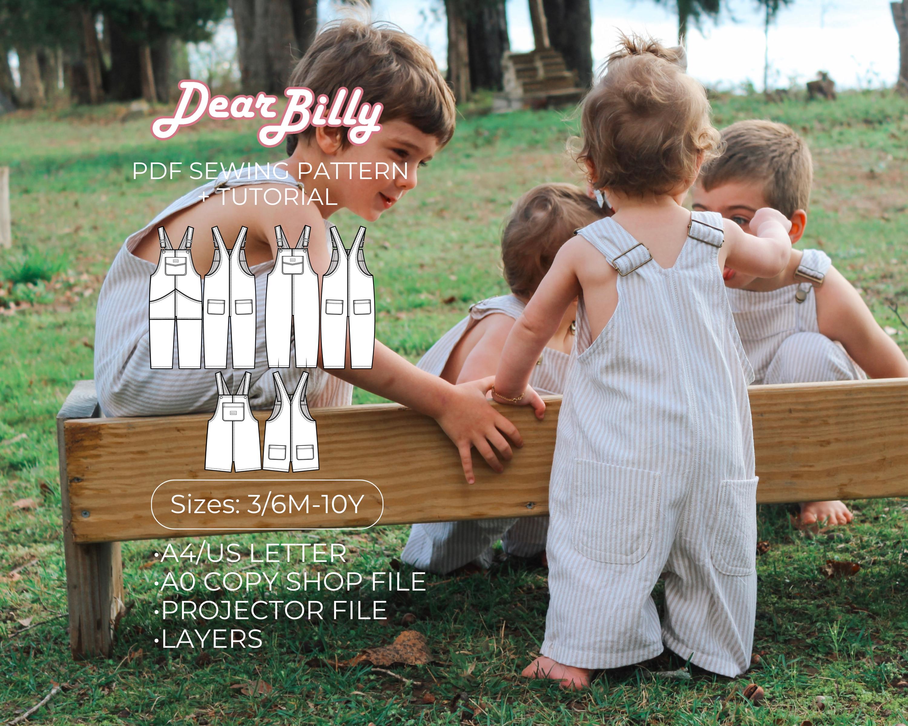 Kids Overalls Sewing Pattern PDF Short & Long | Baby Toddler Child ...