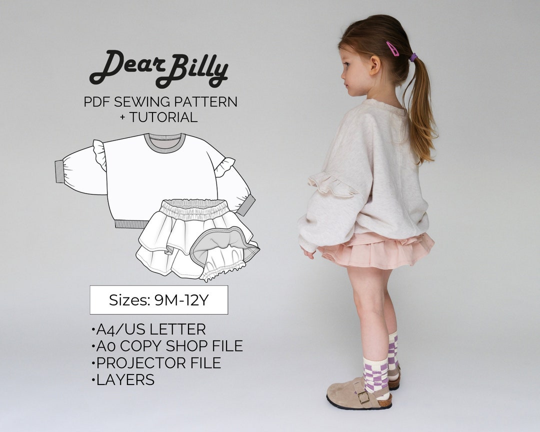 Sweatshirt and Skort Set Bundle PDF Sewing Pattern 9M-12Y - Etsy