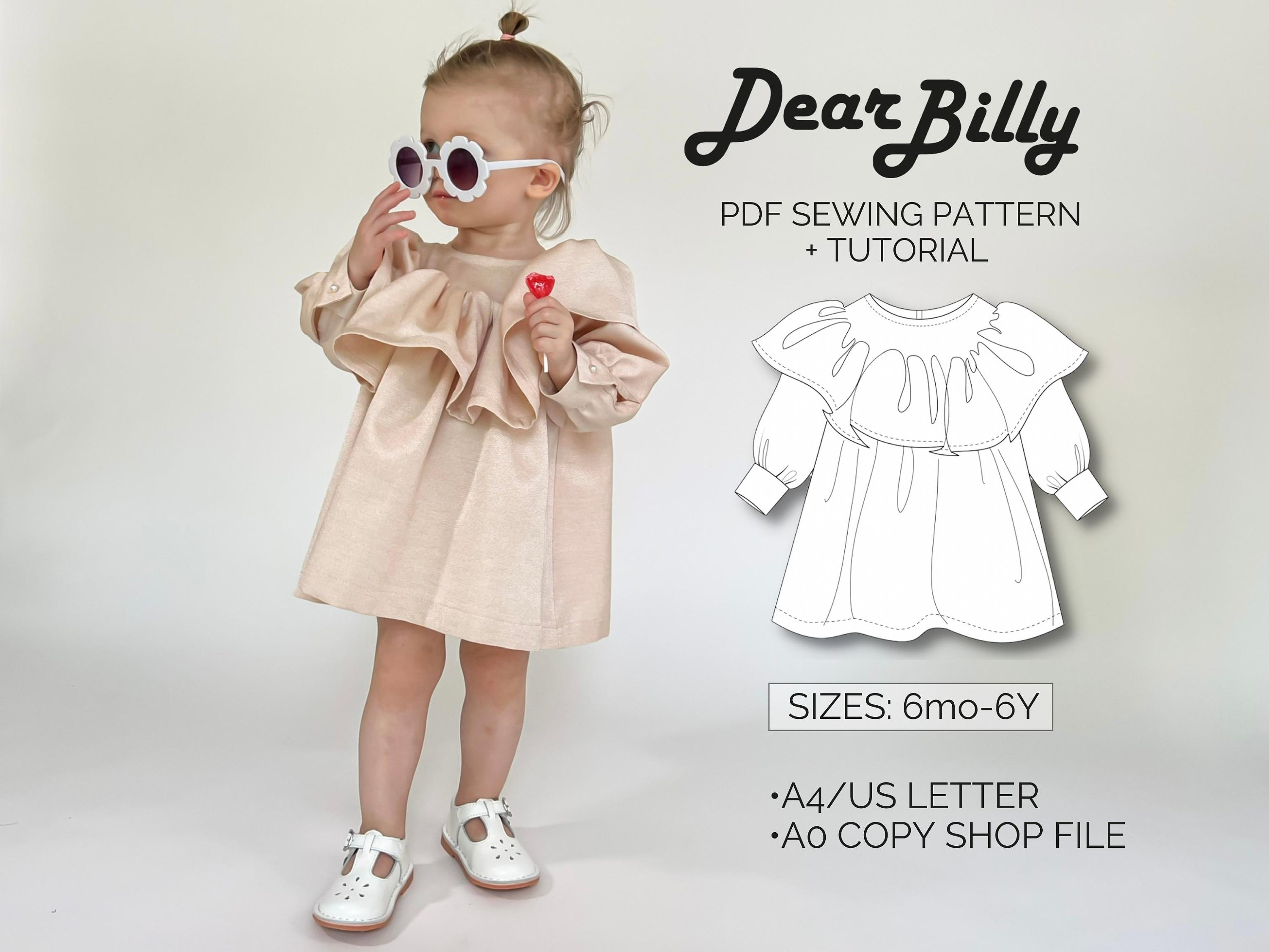 Girls Ruffle Dress PDF Sewing Pattern Sizes 6M-6Y Instant Download - Etsy