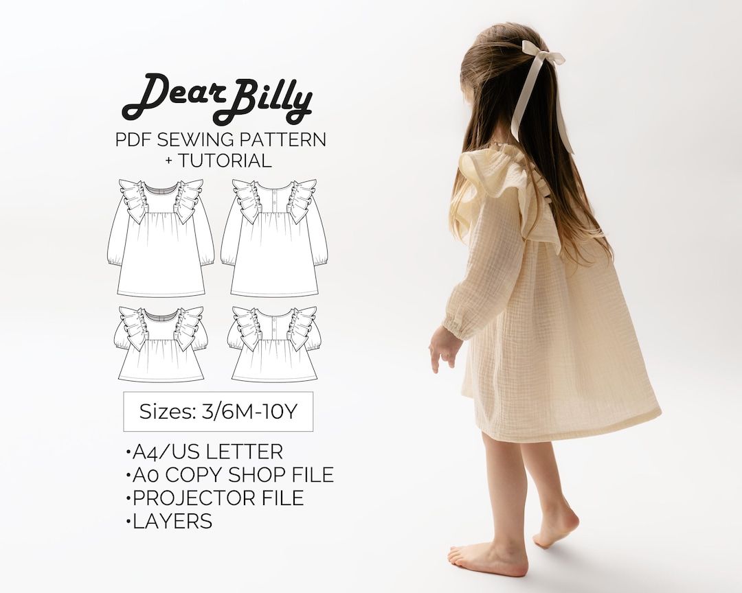 Girls Blouse + Dress Bundle PDF Sewing Pattern 3/6M-10Y - Etsy