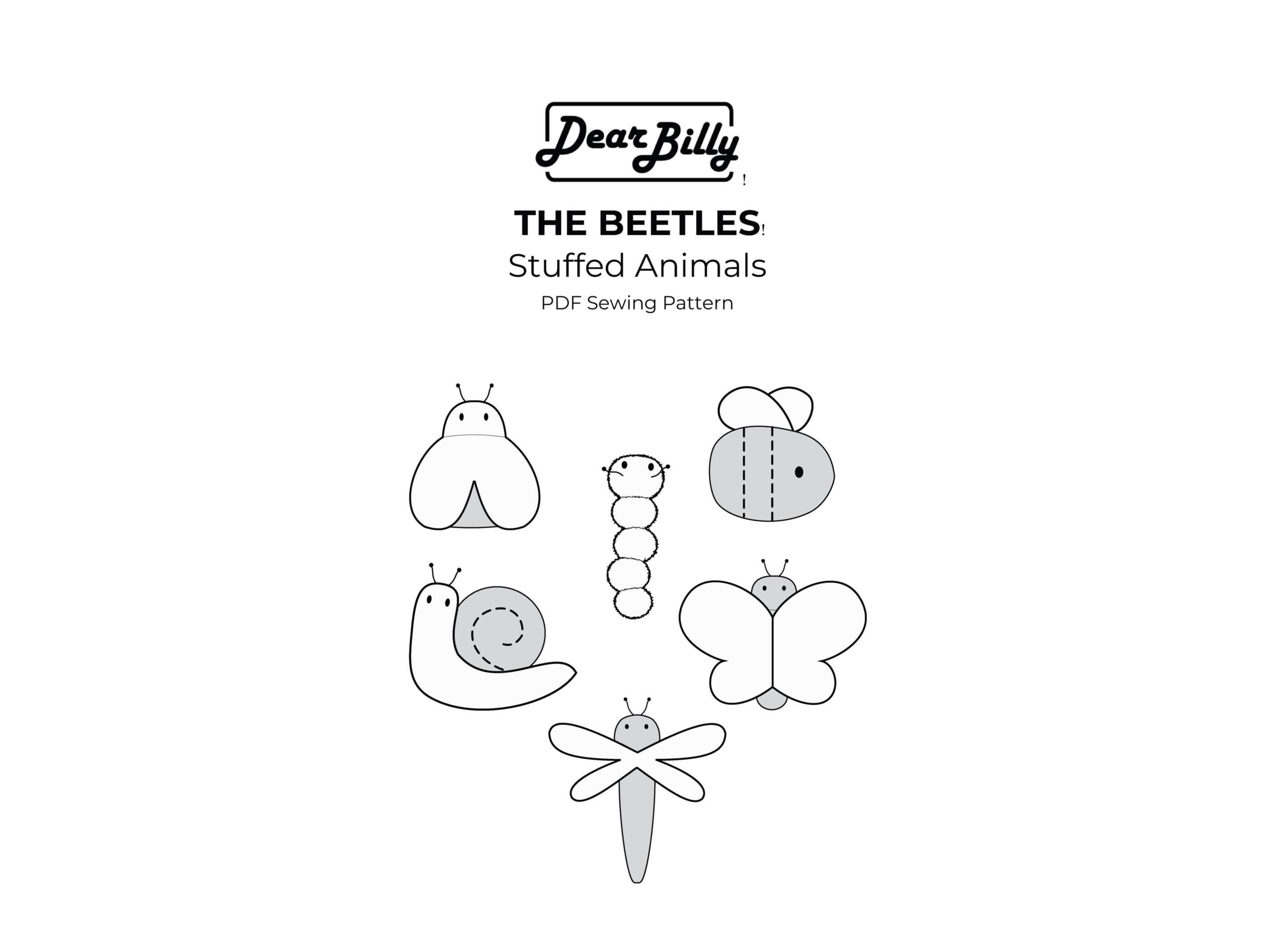 Insects Plushies Sewing Pattern: Beetles Stuffed Animals & Banner (PDF ...