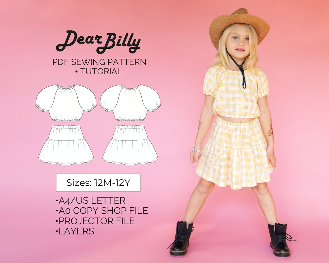 Girls Blouse and Skirt Set Bundle PDF Sewing Pattern 12m-12y - Etsy