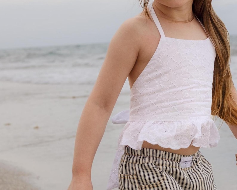 Girls Halter Top Sewing Pattern | Bow Back Ruffle Hem Summer Top (PDF ...