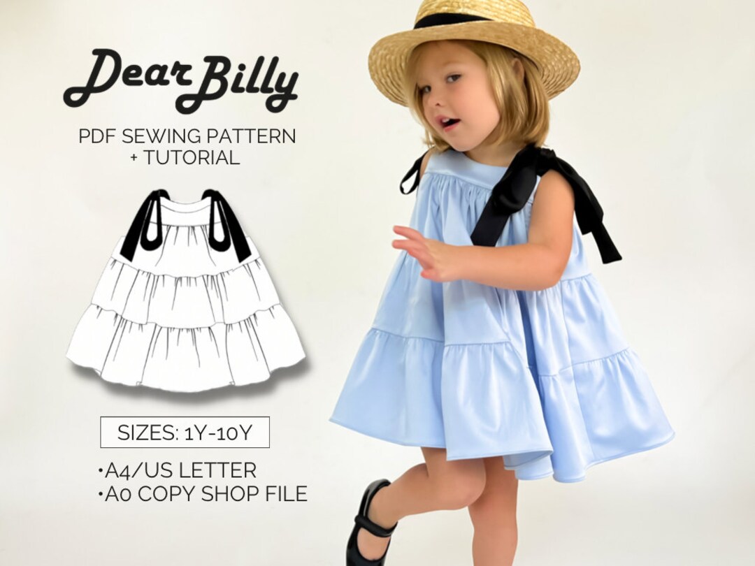 Girls Tiered Shoulder Strap A-line Dress PDF Sewing Pattern - Etsy