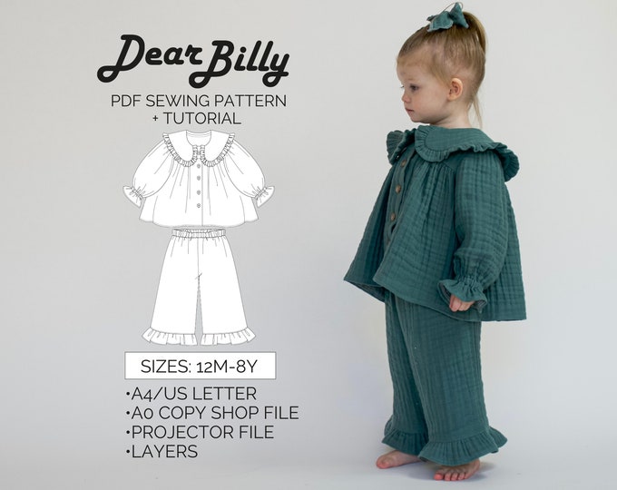 Ruffle Collar BLOUSE Pattern - Girls Long Sleeve Shirt Patterns Pdf ...