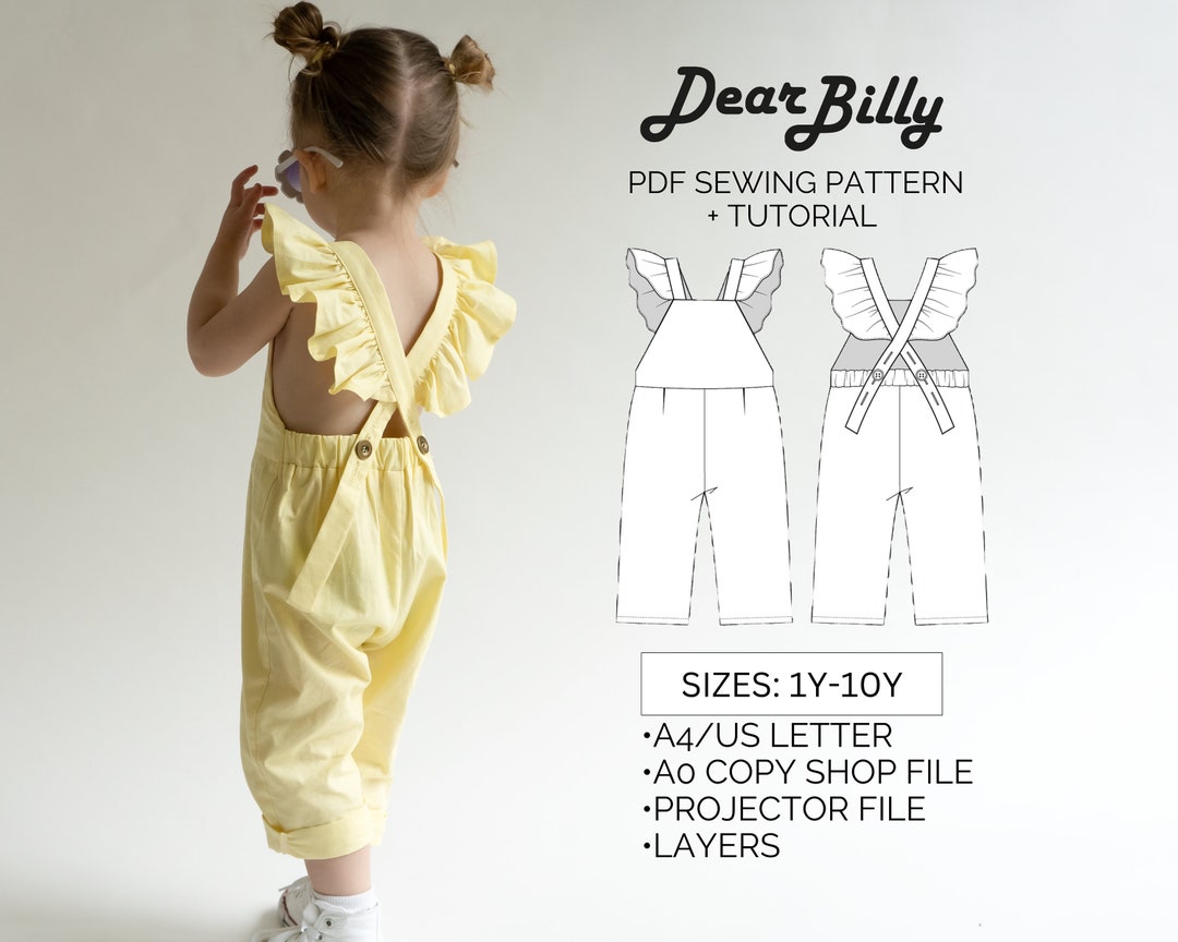 Toddler/child Jumpsuit PDF Sewing Pattern 1Y-10Y - Etsy