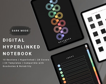 Digital Hyperlinked Notebook, Portrait, Minimal Notebook With Tabs ...