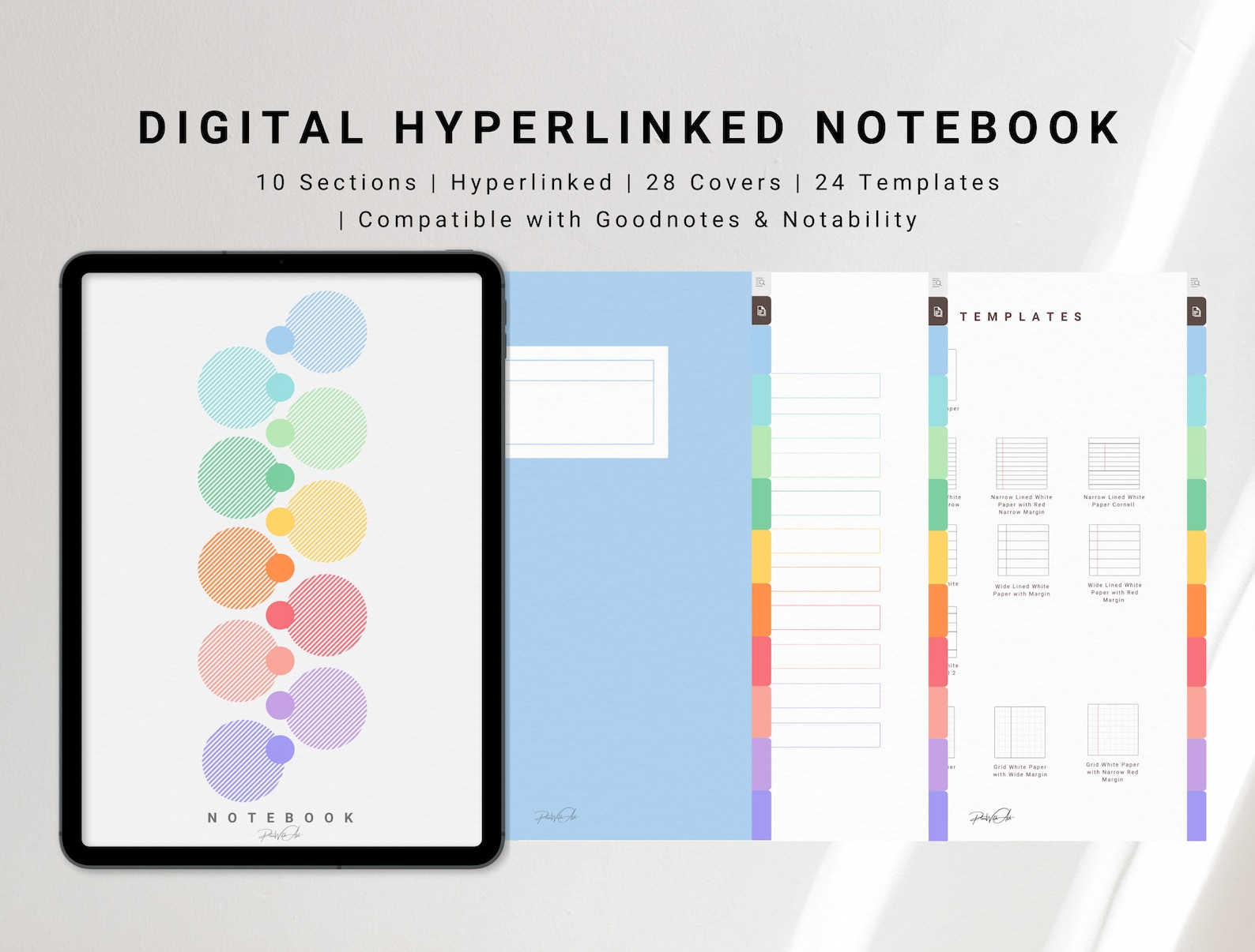 Digital Hyperlinked Notebook Portrait Minimal Notebook With - Etsy
