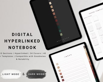 Digital Hyperlinked Notebook, Portrait, Minimal Notebook With Tabs ...