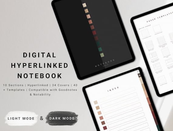 Digital Hyperlinked Notebook Portrait Minimal Notebook With - Etsy