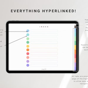 Digital Hyperlinked Notebook, Landscape, Minimal Notebook With Tabs ...