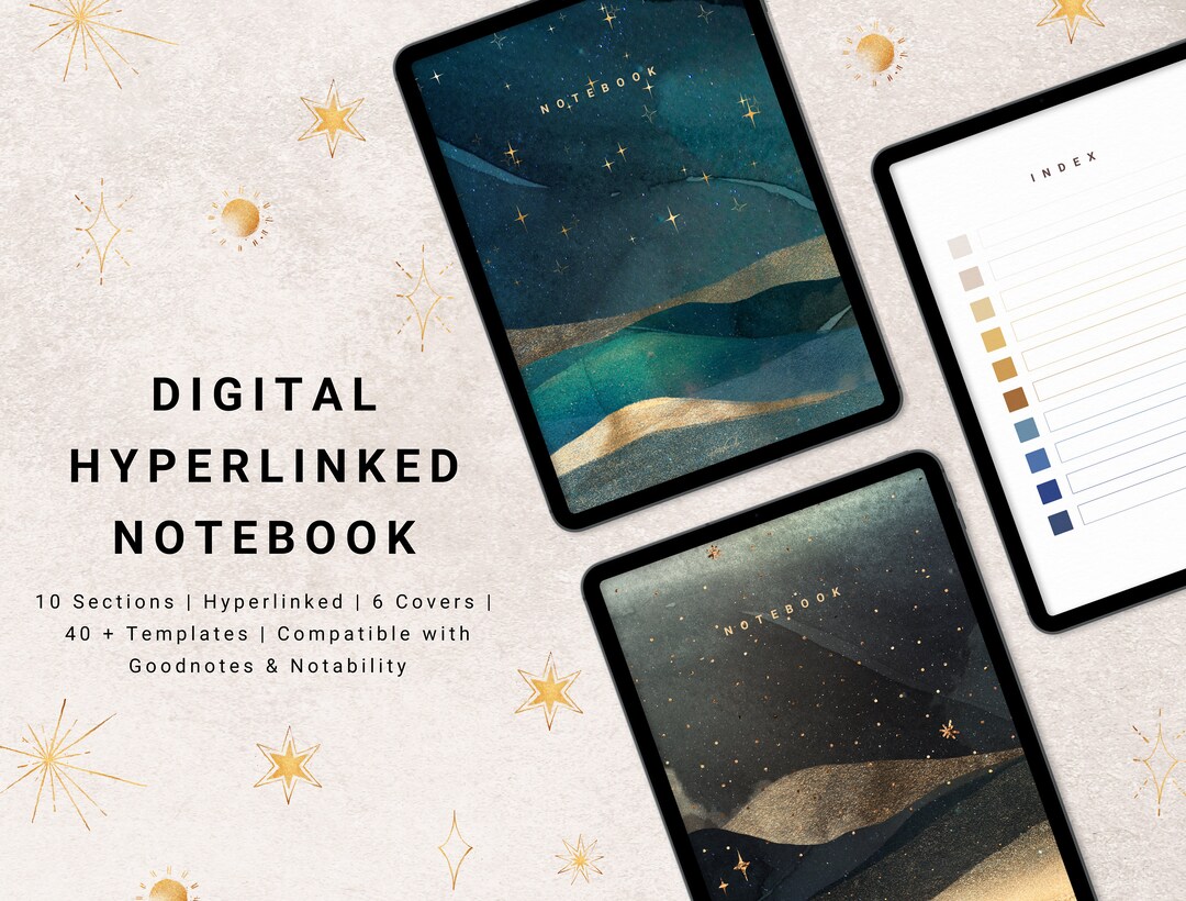 Digital Notebook, Portrait, Notebook With Tabs, Hyperlinked, Goodnotes ...