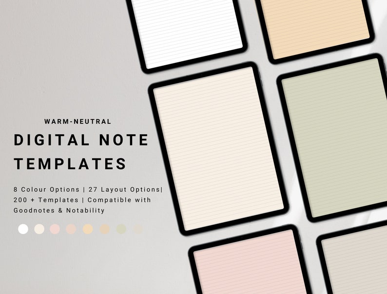 Digital Note Templates, Lined, Grid, Cornell, Goodnotes, Notability ...