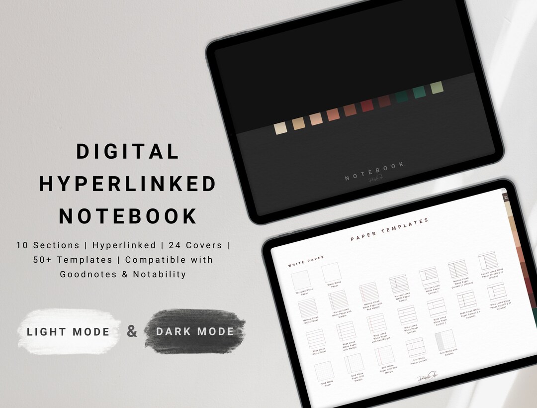 Digital Hyperlinked Notebook, Landscape, Minimal Notebook With Tabs ...