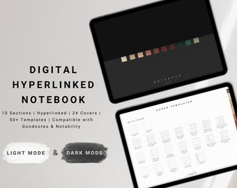 Digital Hyperlinked Notebook, Portrait, Minimal Notebook With Tabs ...