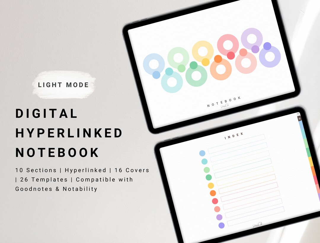 Digital Hyperlinked Notebook, Landscape, Minimal Notebook With Tabs ...