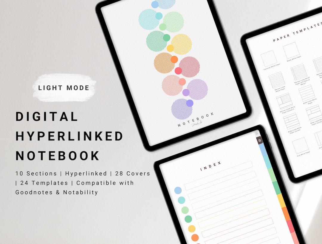 Digital Hyperlinked Notebook, Portrait, Minimal Notebook With Tabs ...