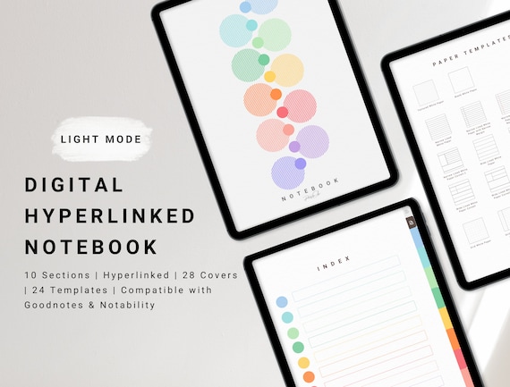 Digital Hyperlinked Notebook Portrait Minimal Notebook With - Etsy