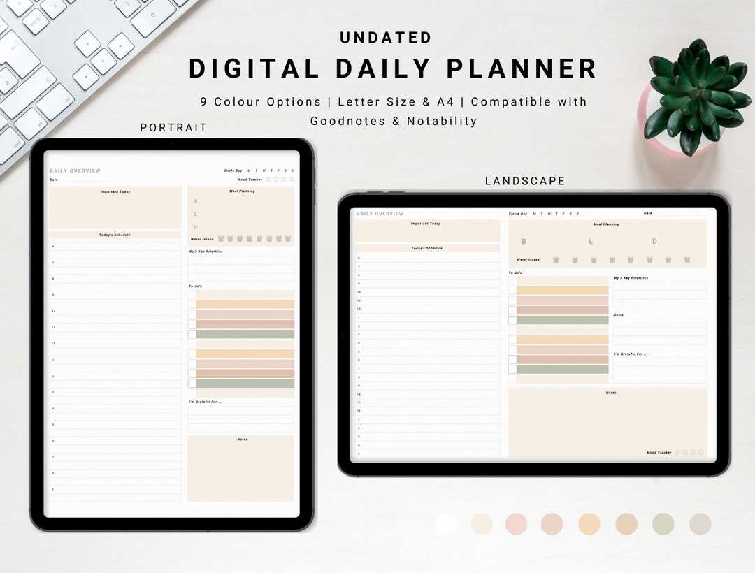 Undated Daily Schedule Planner, 9 Color Options (digital Download) - Etsy
