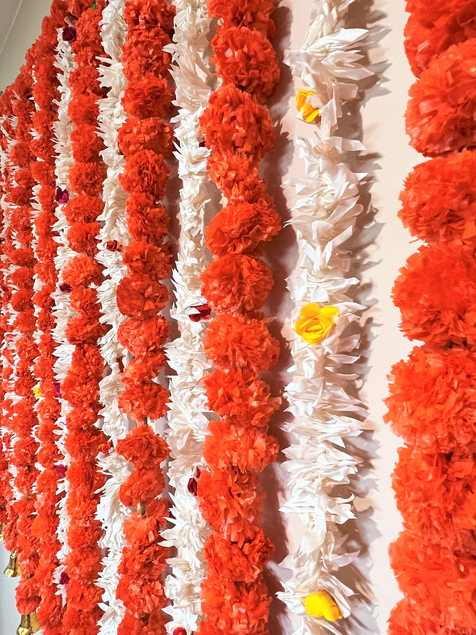 Ready to Install Artificial Marigold Backdrop for Ganesh Utsav, Diwali ...