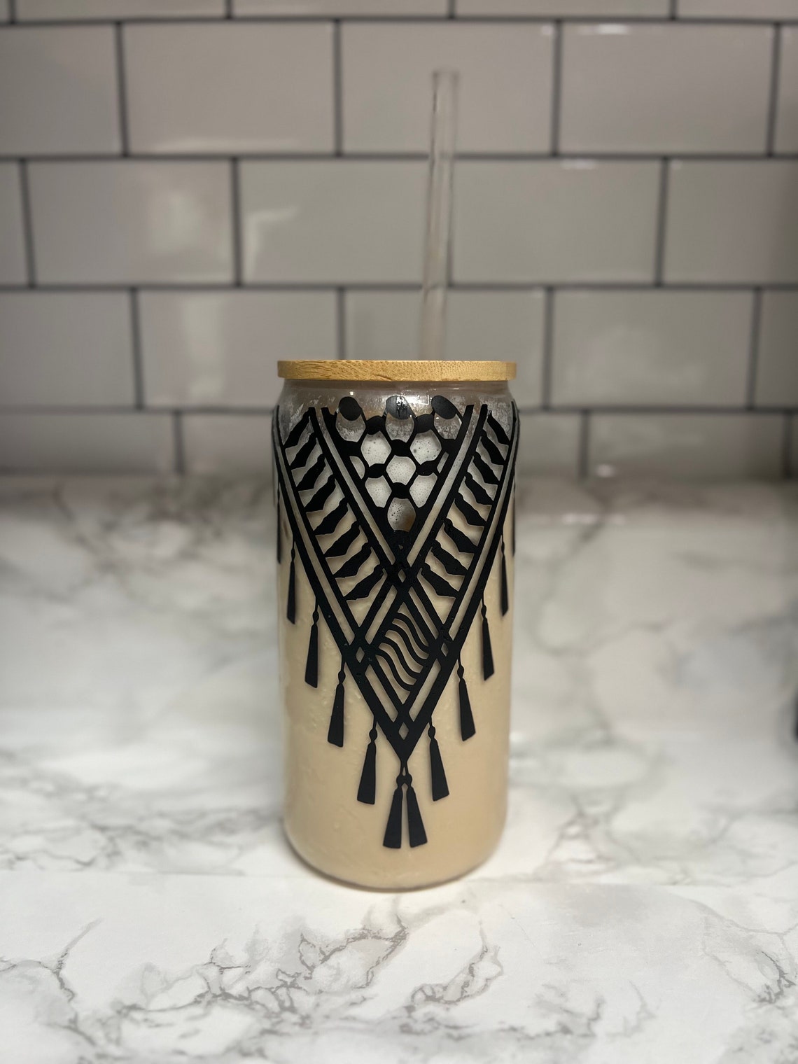 Keffiyeh Shemagh Hatta PALESTINE Custom Coffee Soda Can With Lid Glass ...