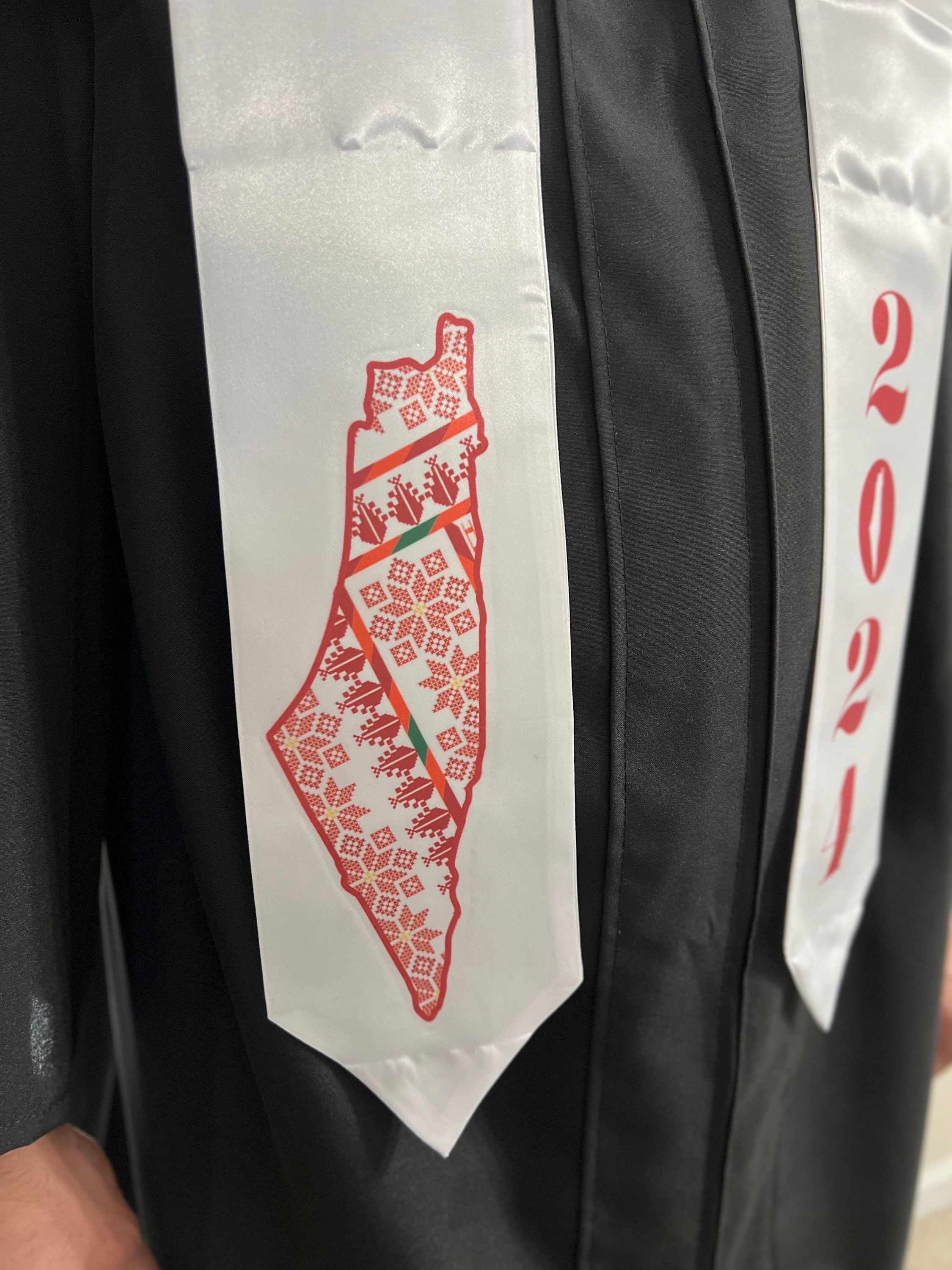 Palestine Map Red/white (image) Graduation Stole Falasteen Grad Stole ...