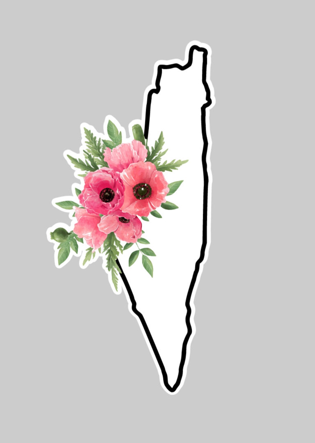 Palestine Map Flower Outline Sticker Palestine Falasteen - Etsy