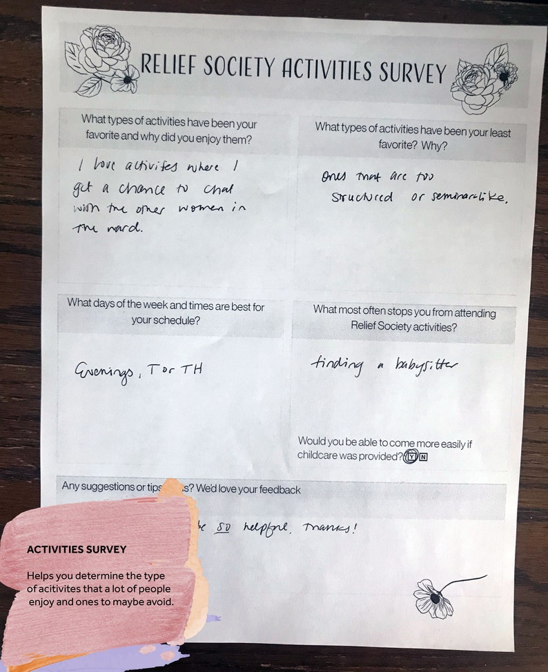 Relief Society Surveys | Ministering, Activities, Clubs & Welcome to RS ...