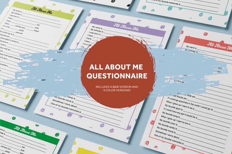 All About Me Questions - Etsy