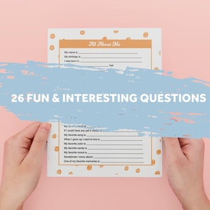 All About Me Questions - Etsy