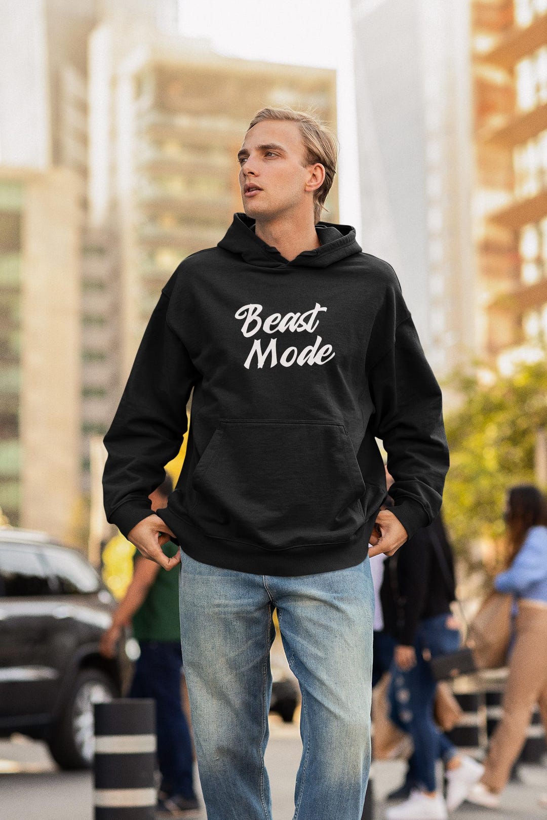 Beast Mode Hoodie | Script Fitness Slogan Sweatshirt - Etsy