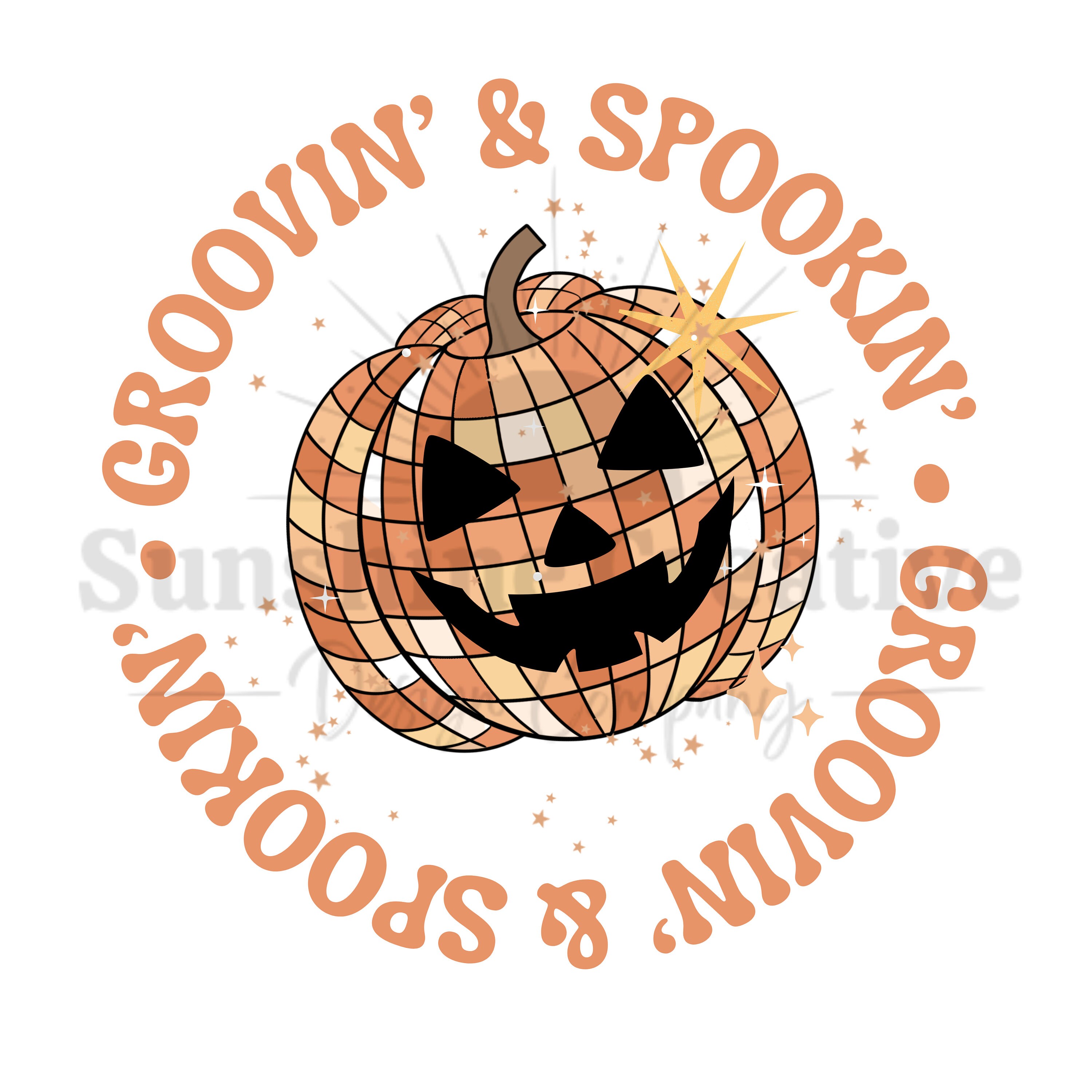 Groovin’ & Spookin’ Disco Pumpkin PNG, Groovy and Spooky Halloween ...