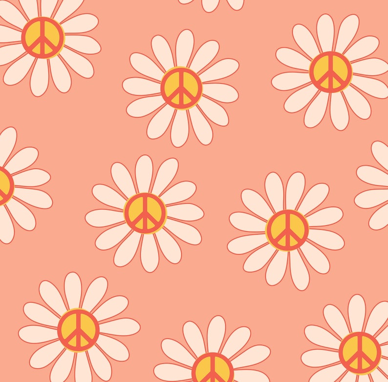 Peace Sign Daisy Seamless Png Retro Daisy Svg Flower - Etsy