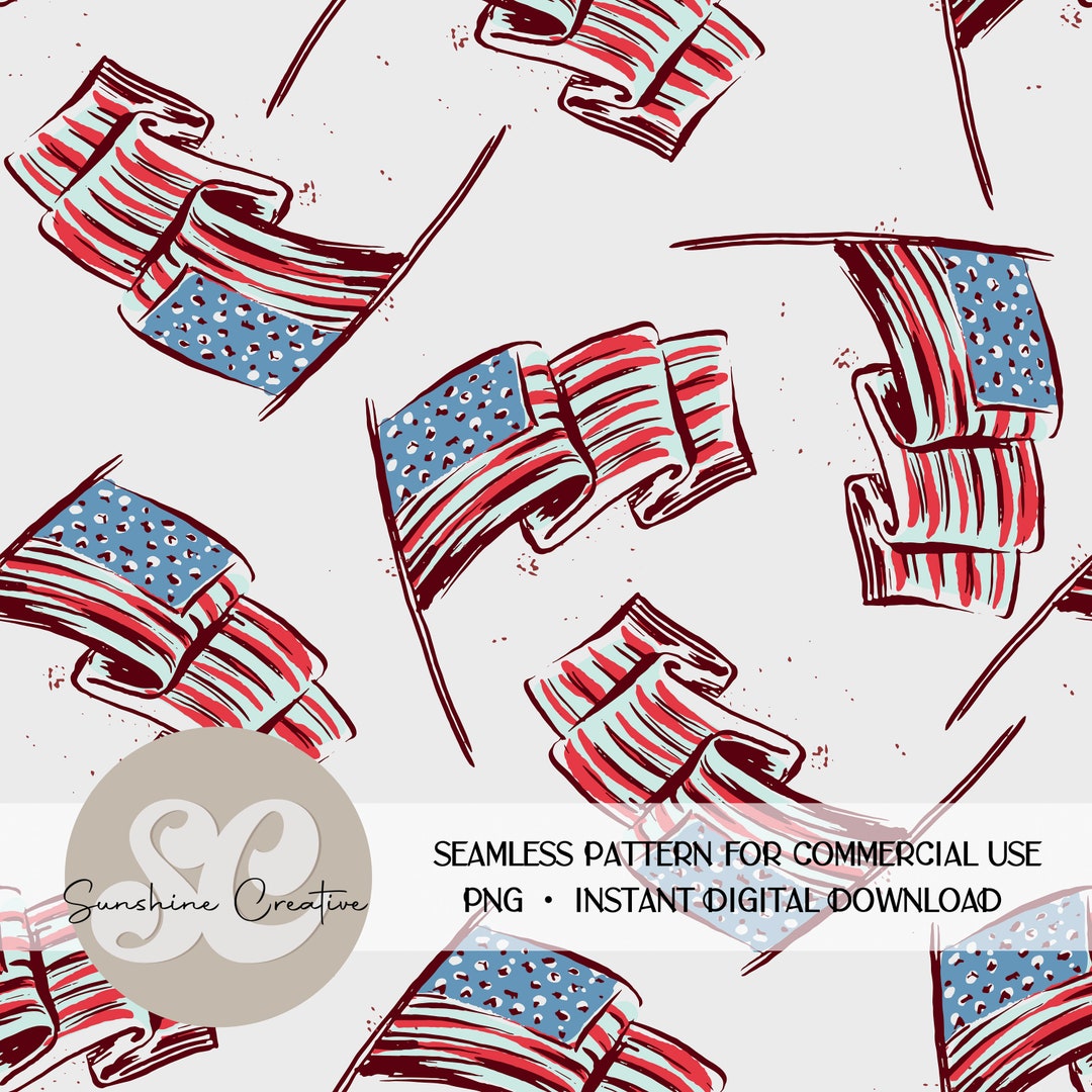 July 4th USA American Flag Seamless Pattern, Patriotic Seamless Png ...