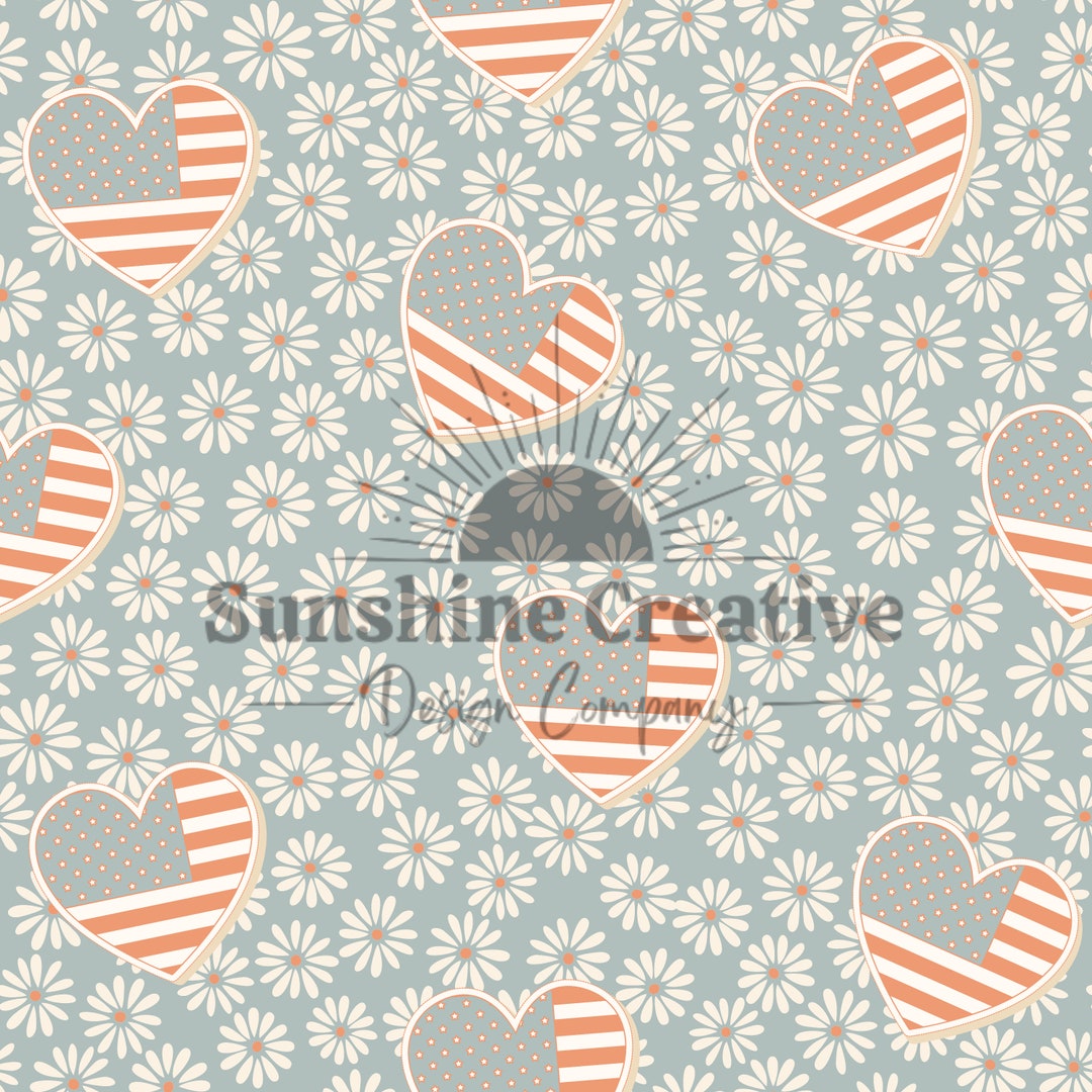 Patriotic Floral Seamless Png Digital Download, Red White and Blue ...