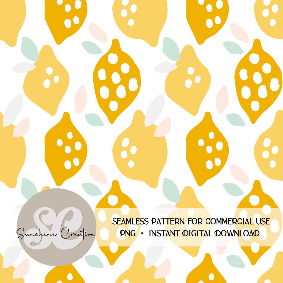 Abstract Lemons Seamless Pattern, Retro Citrus Repeat Pattern PNG - Etsy