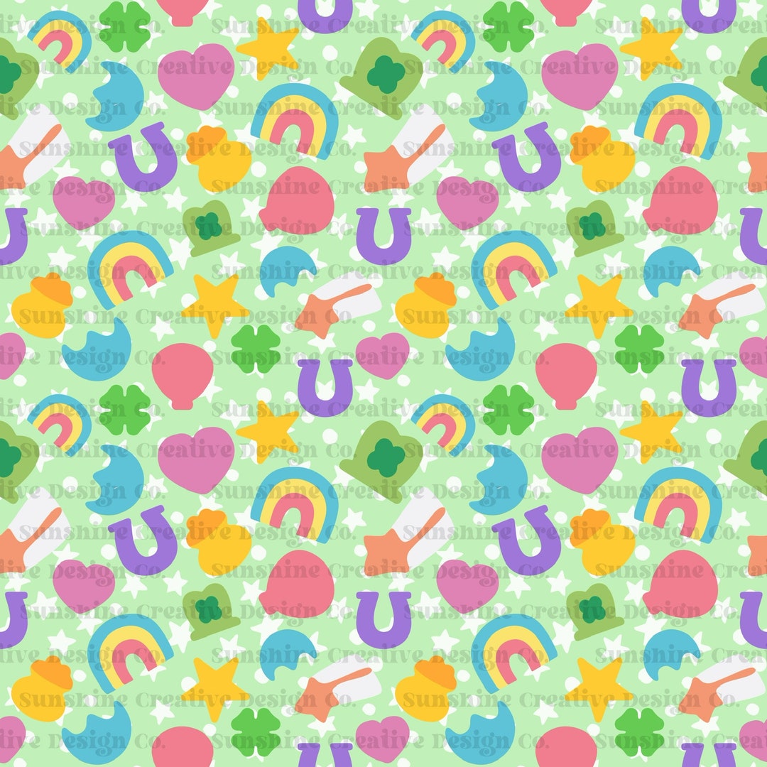 Lucky Charm Seamless Pattern Svg, St Patrick’s Day Png, Lucky Charms ...