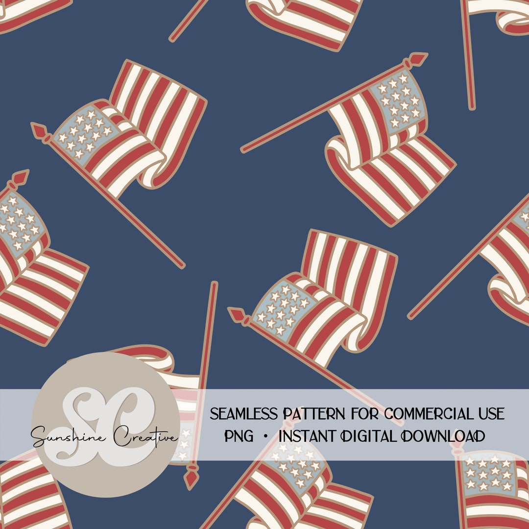July 4th USA American Flag Seamless Pattern, Patriotic Seamless Png ...