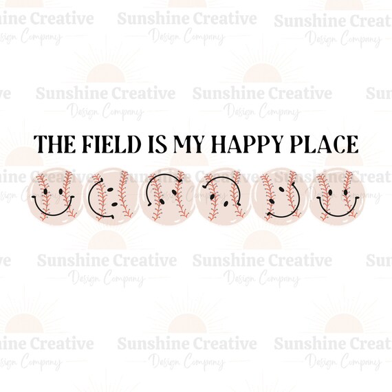 Baseball Smiley Face PNG the Field is My Happy Place Baseball | Etsy