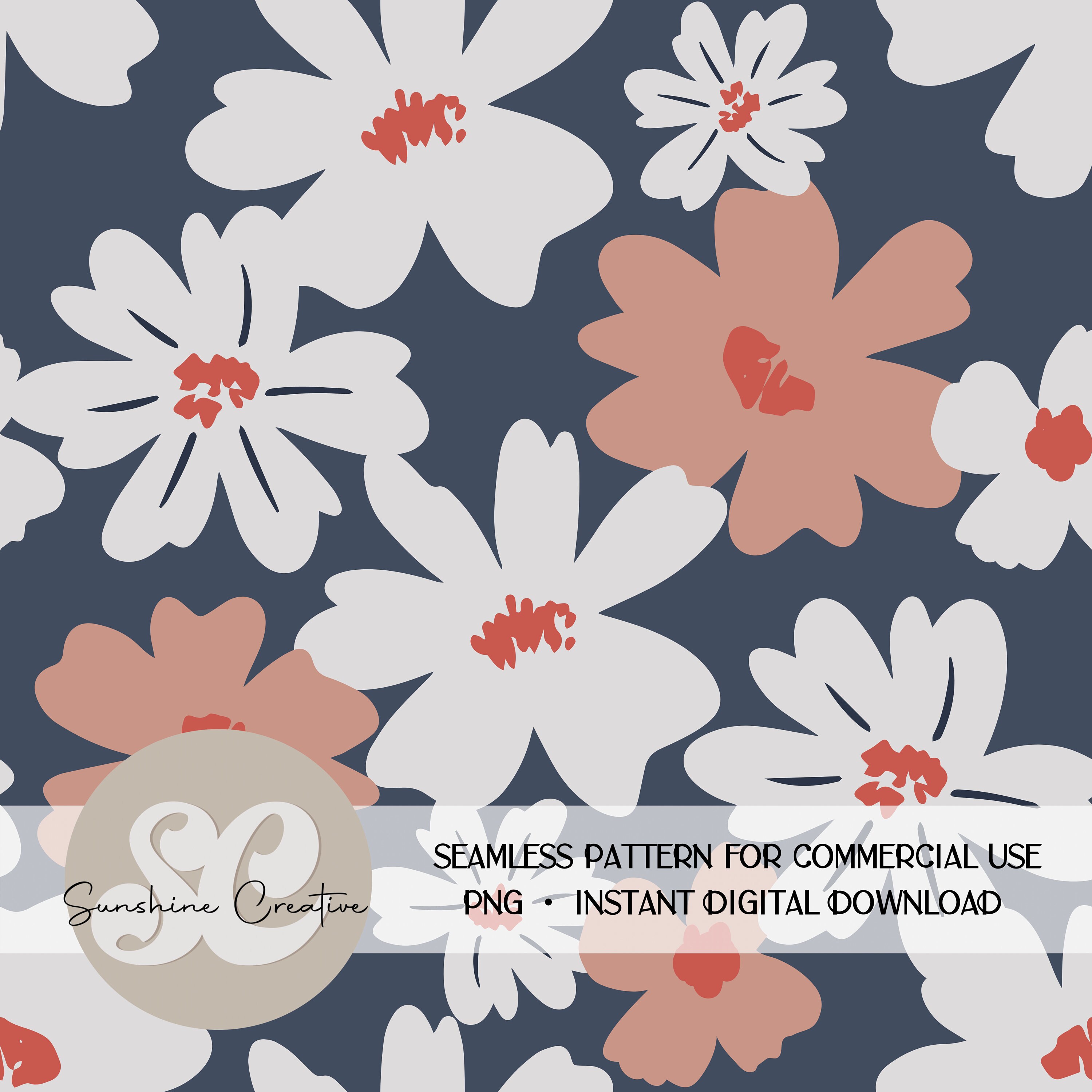 Patriotic Floral Seamless Png Digital Download, Red White and Blue ...