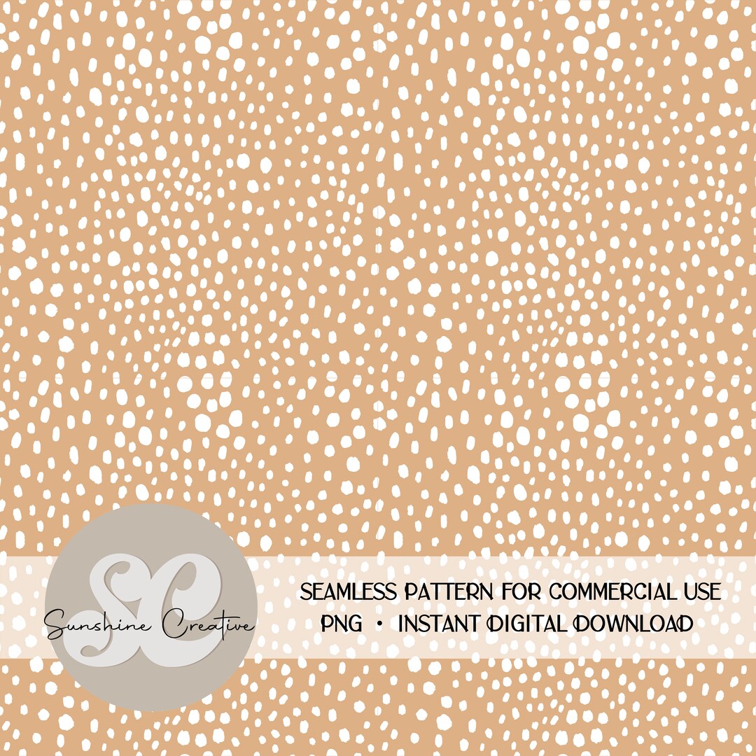 Dot Animal Print PNG Seamless Pattern, Cheetah Tan & White Repeat ...