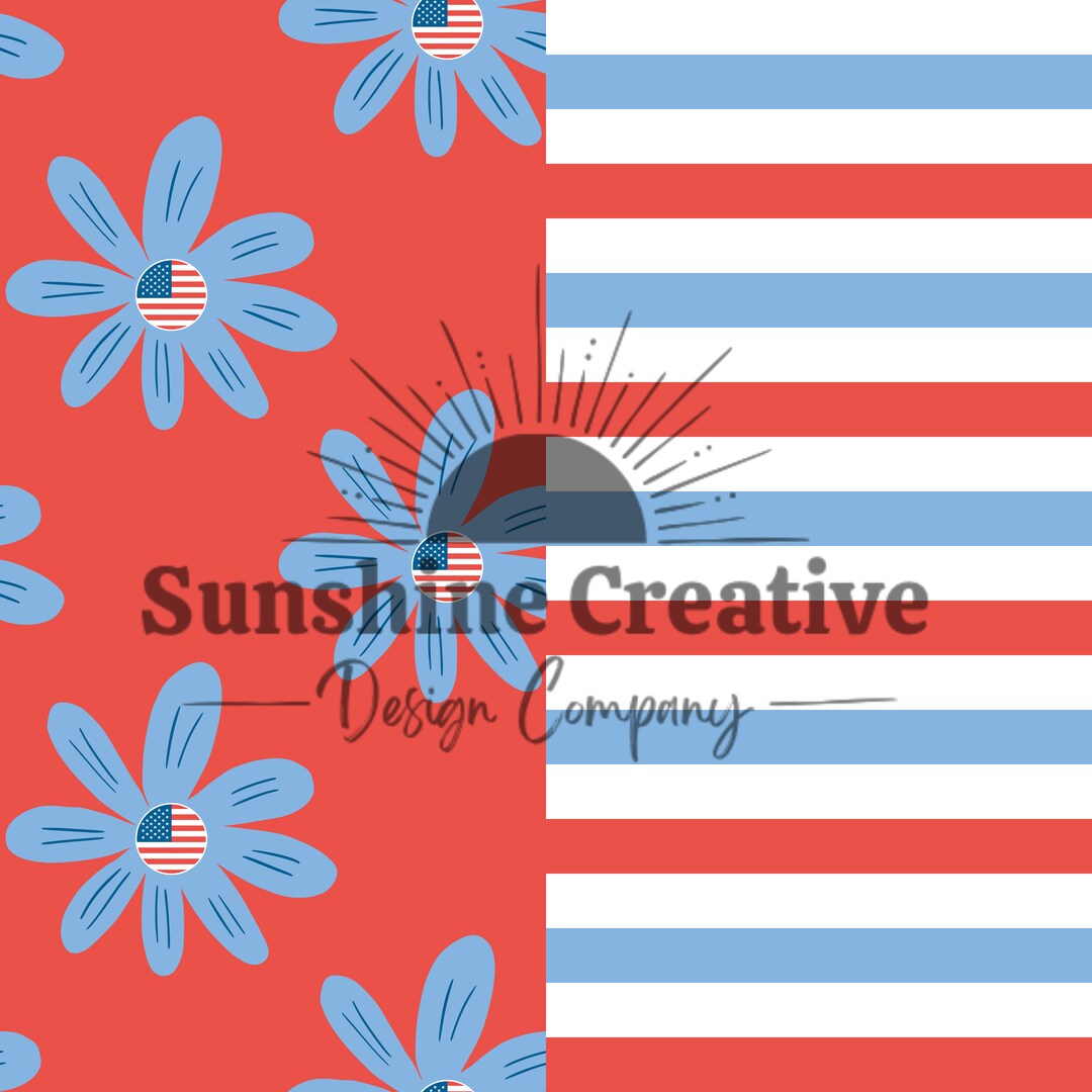 Patriotic Floral Seamless Png Digital Download, Red White and Blue ...