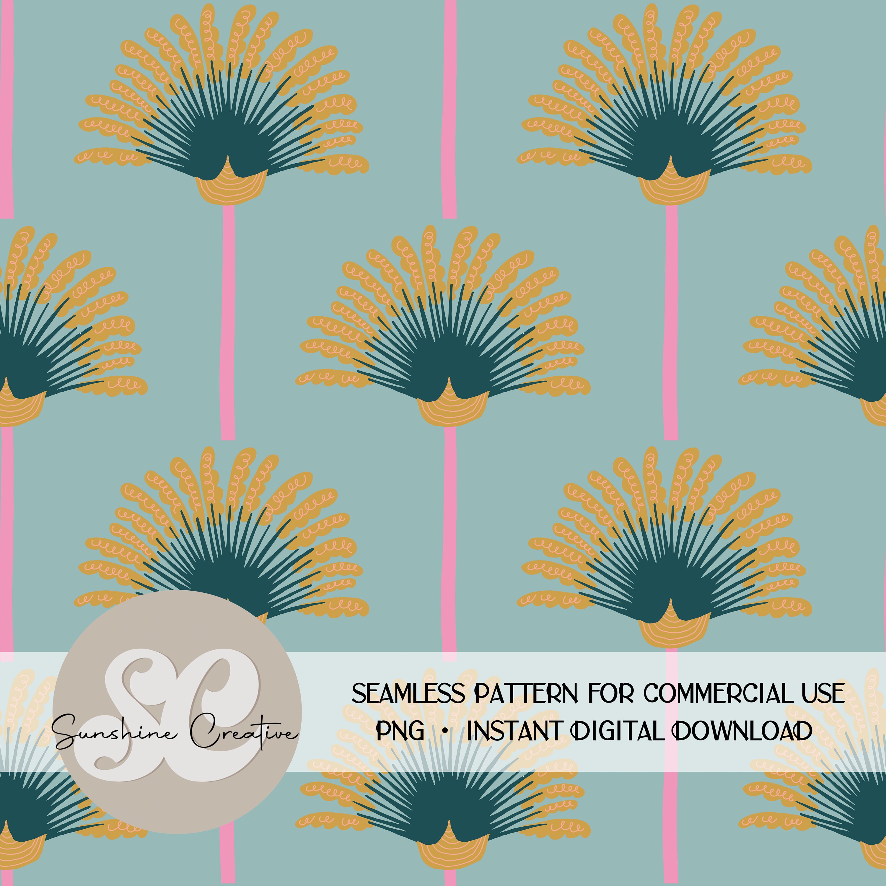 Breezy Palm Tree Seamless Pattern, Beach Png, Summer Girls Swim Repeat ...