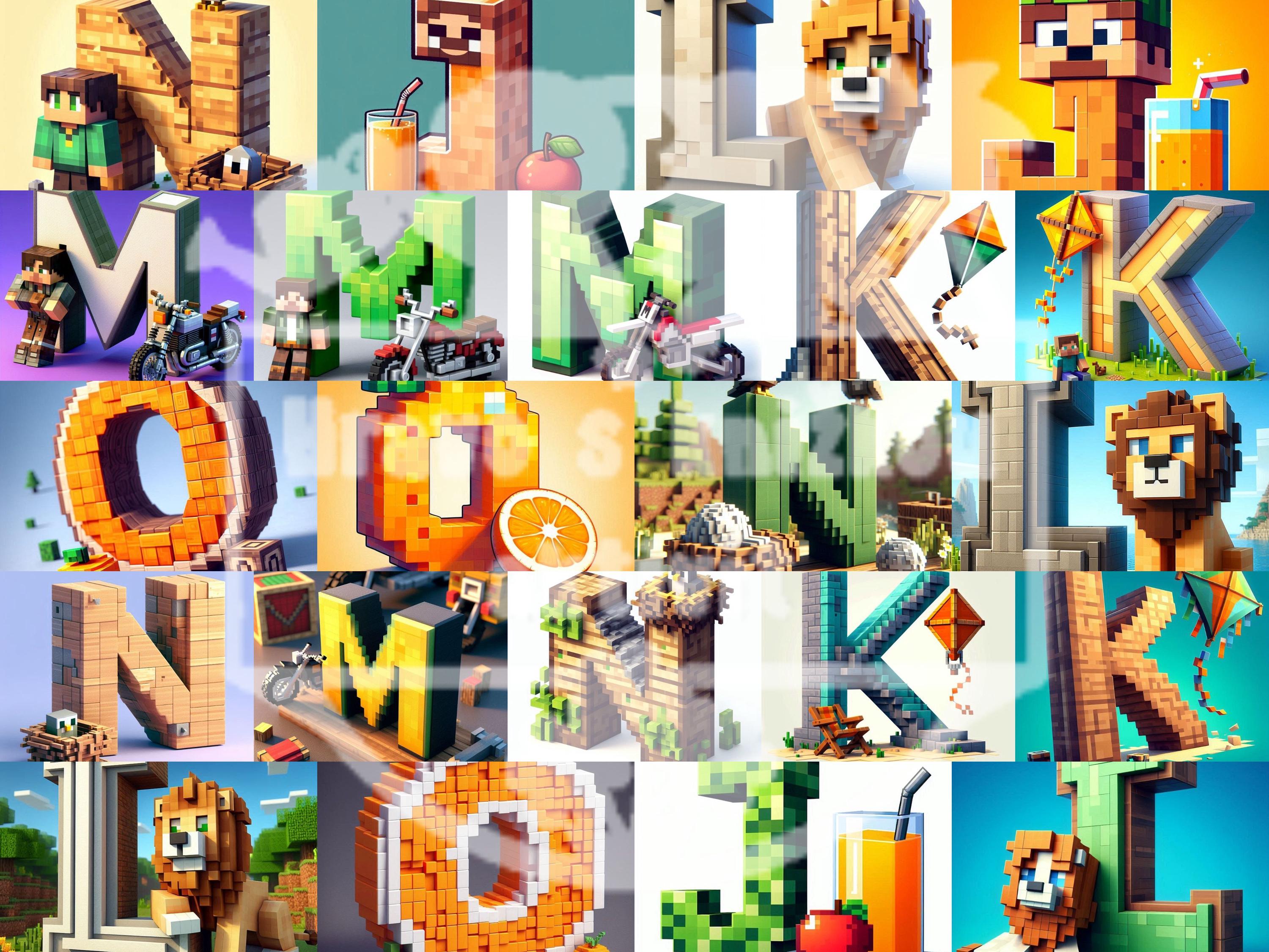 Minecraft Alphabet Letters, Picture, Posters, Education, Kids, School ...