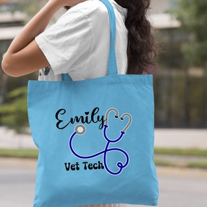 Personalized Vet Tech Stethoscope Tote Bag, Custom Veterinarian Gift ...