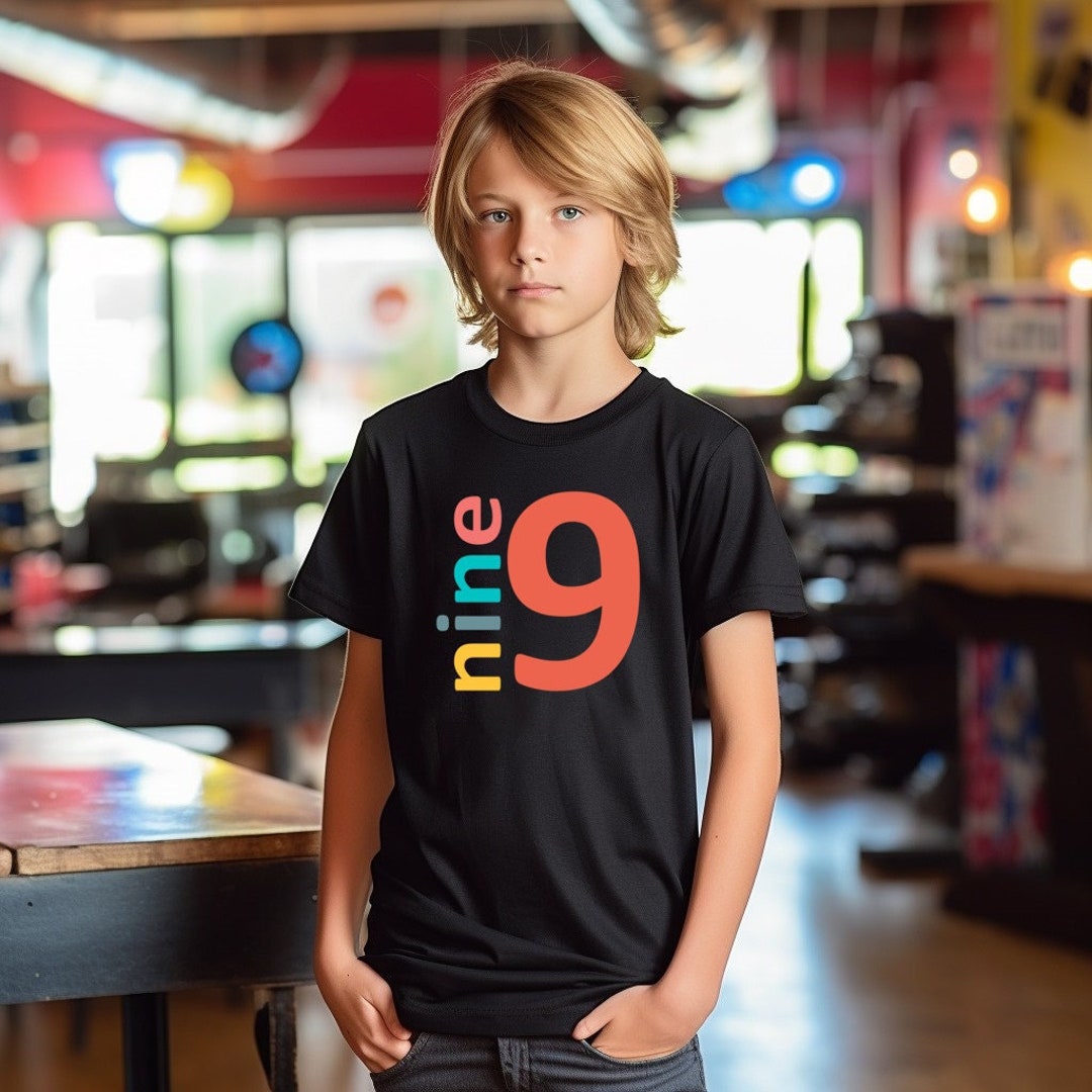 Nine T-shirt, 9th Birthday Shirt, Ninth Age Shirt, Gift Tee for Ninth ...